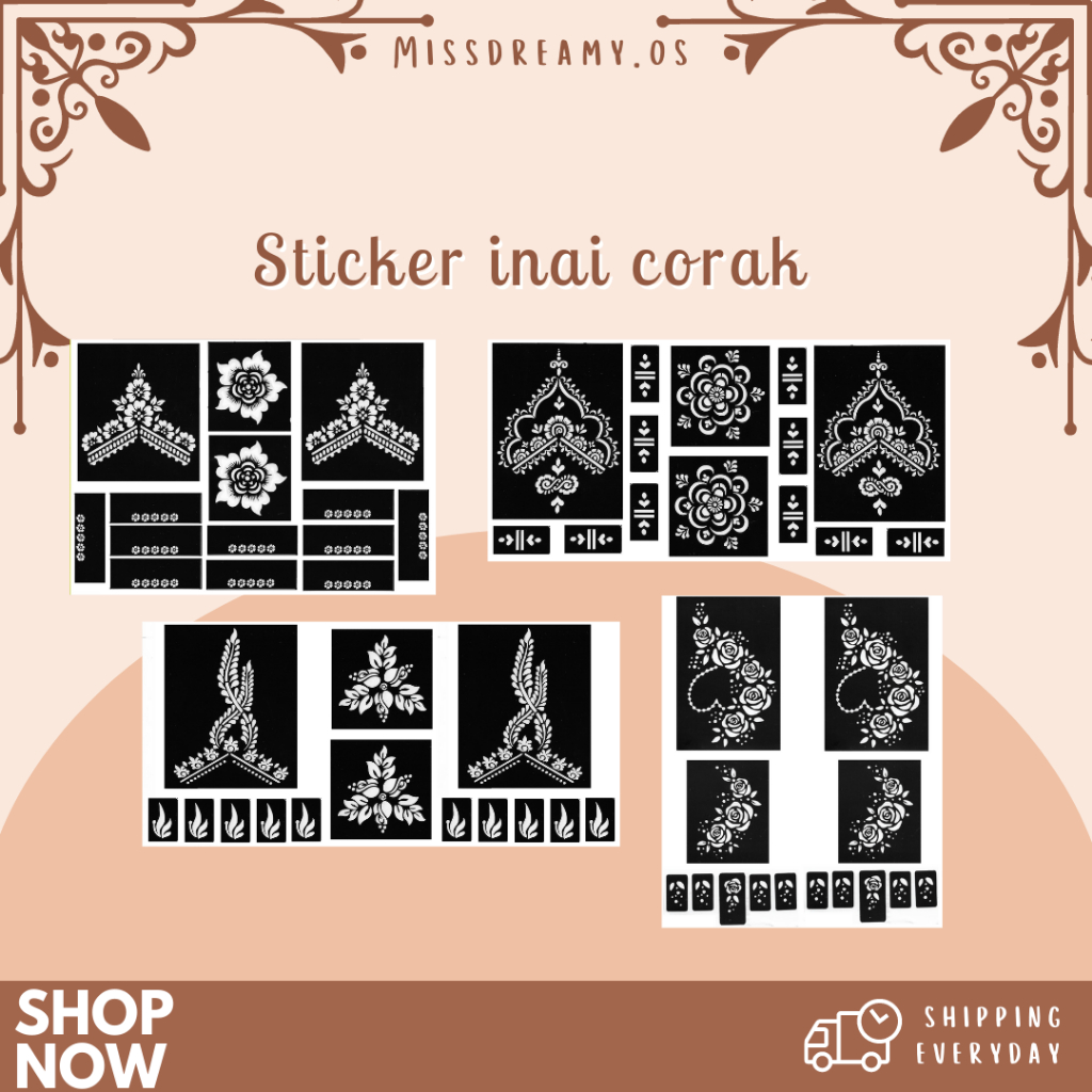 (new) Sticker Inai Corak viral stiker inai diy corak pengantin design ...