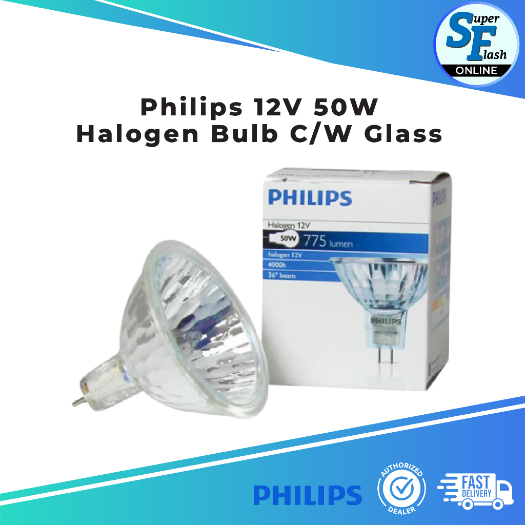 Philips 12V 50W Halogen Bulb C/W Glass | Shopee Malaysia