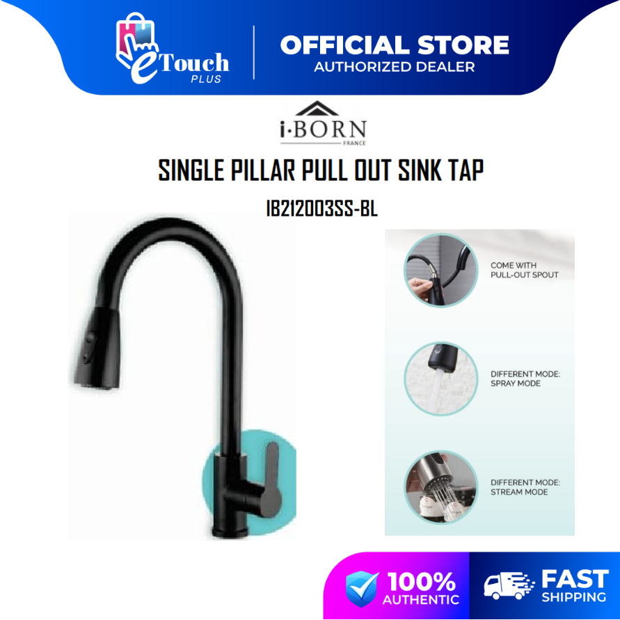 Iborn New Arrival Pillar mounted pull out kitchen mixer sink tap ...