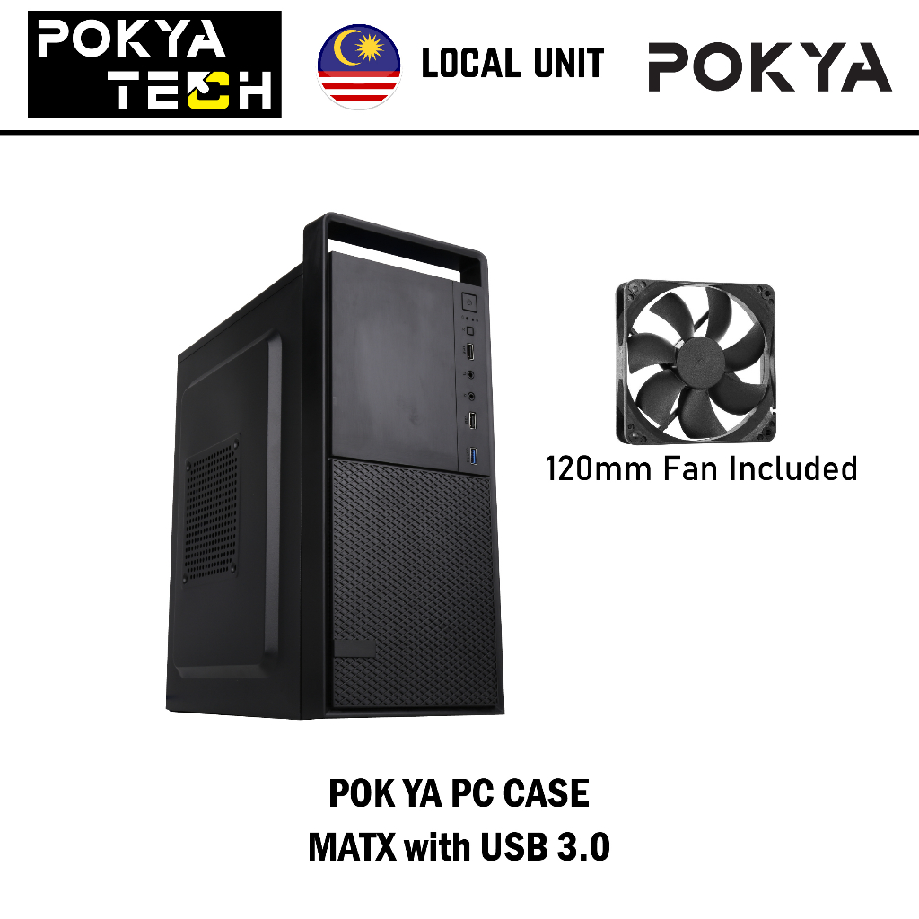 POKYA PC Case MATX Desktop Computer Case with 120mm Fan & Power Supply ...