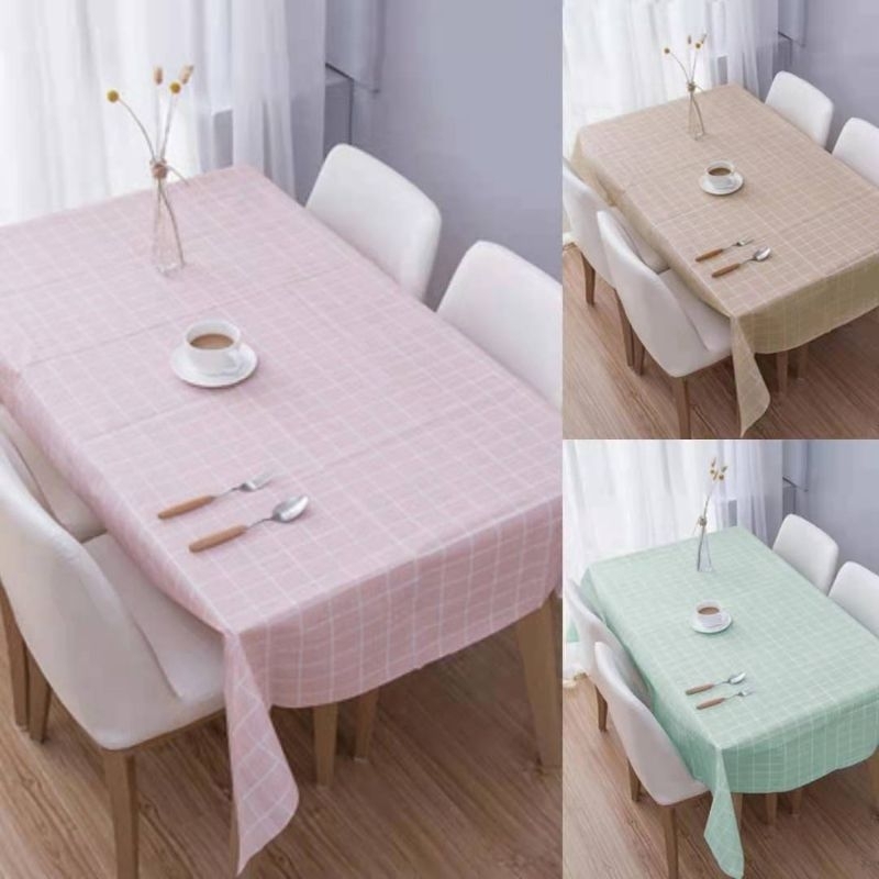 READY STOCK Simple Checkered Oil Water Resistance Dining Table Layer ...