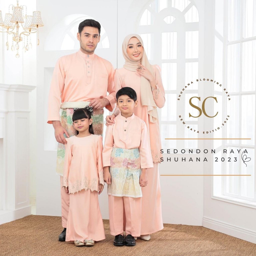 Baju Raya 2023 Sedondon Peach Clara & EL Isaac Baju Kurung Moden Baju ...
