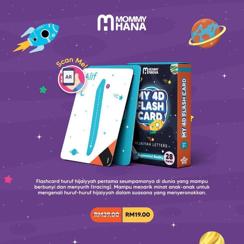 Mommyhana 4D Flash Card Jawi Huruf Hijaiyah Alif Baa Taa | Shopee Malaysia