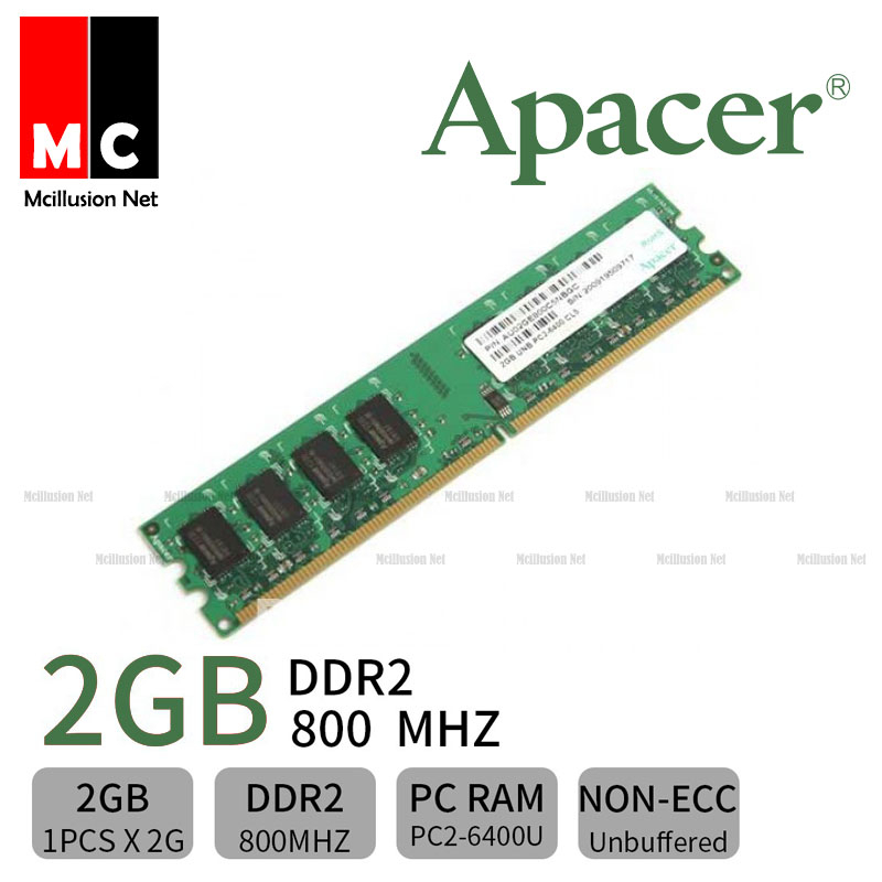 Apacer Ram DDR2 2GB 800Mhz 240Pin CL6 PC2-6400U Low Density Desktop Memory | Shopee Malaysia