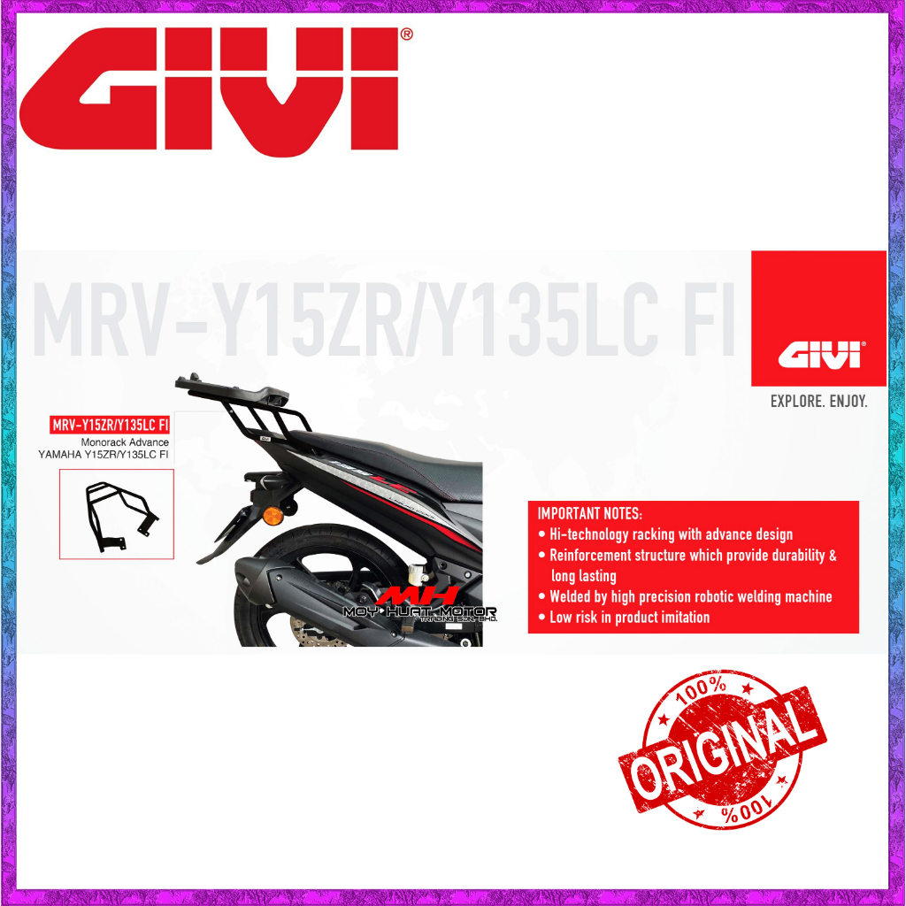 GIVI MONORACK ADVANCE YAMAHA Y15ZR LC135 FI V8/ 135LC FI Y15 RACK/GIVI ...