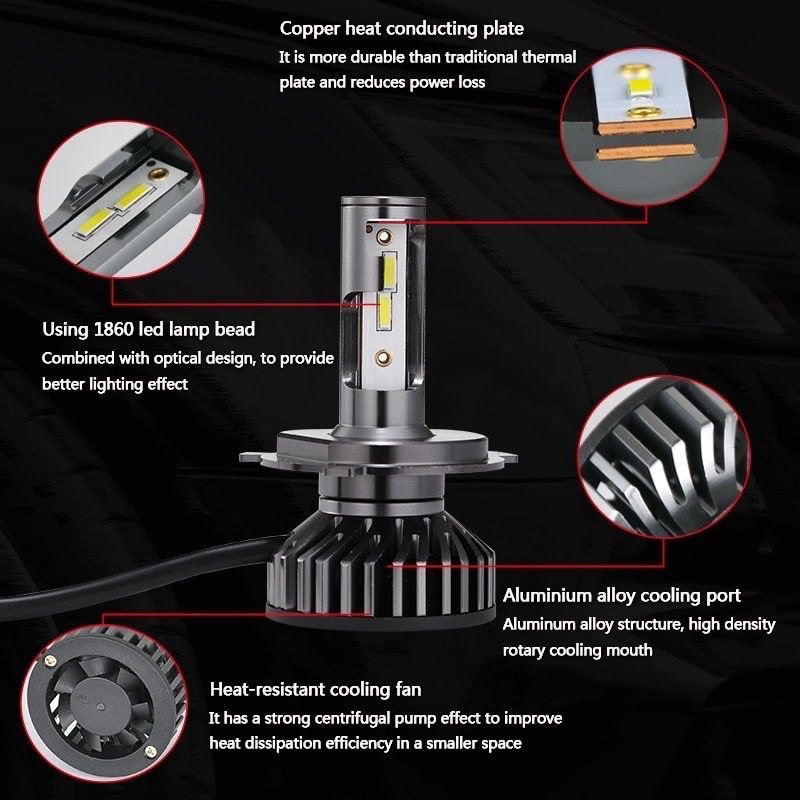 2PC 12000LM CSP CAR LED HEADLIGHT BULB H4 LED AUTO HEADLIGHT 6000K LED ...