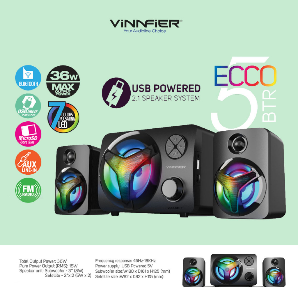 VINNFIER Ecco 5 BTR USB POWERED SPEAKER | Shopee Malaysia