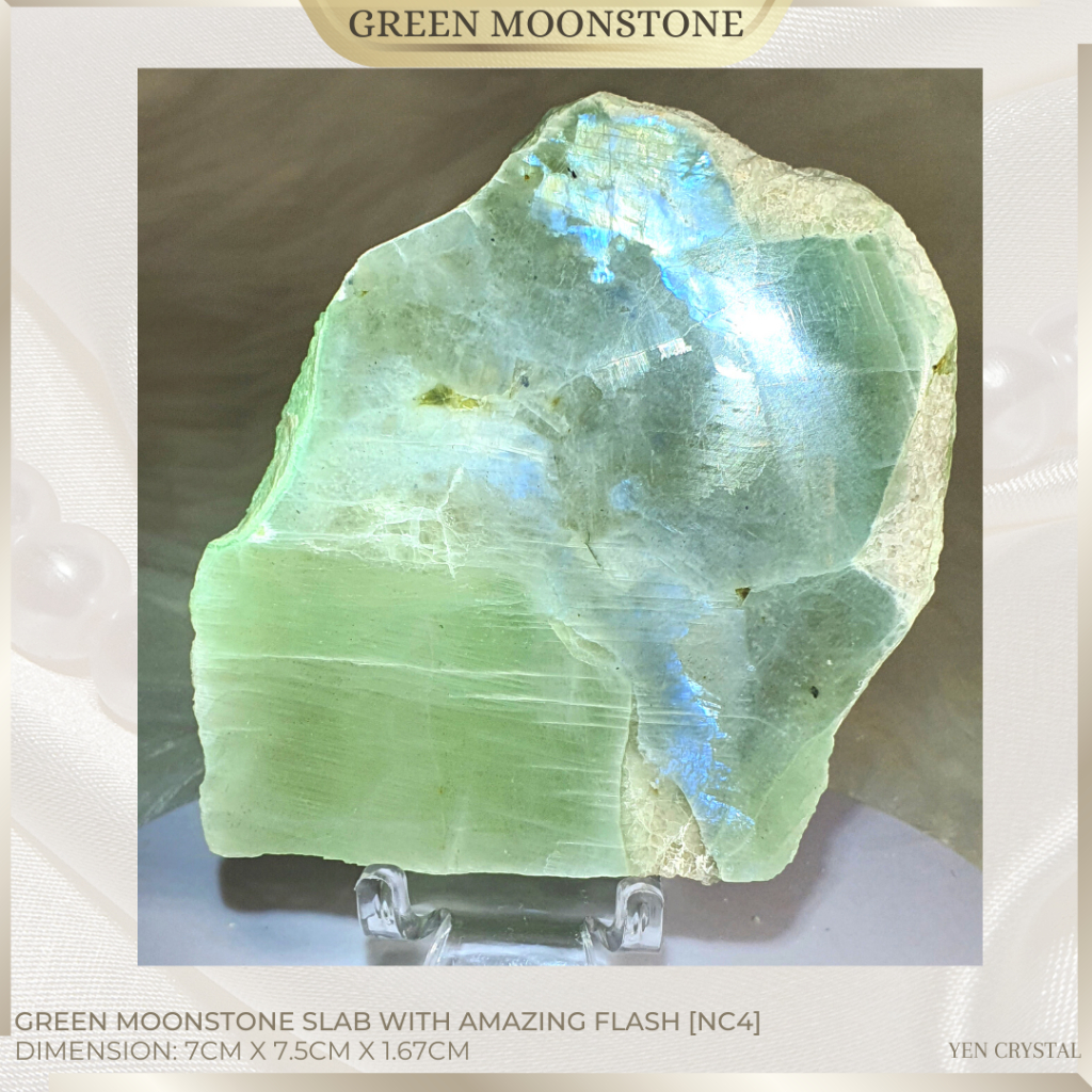 GREEN MOONSTONE SLAB *HIGH QUALITY* [NC4] with AMAZING FLASH - Perfect ...