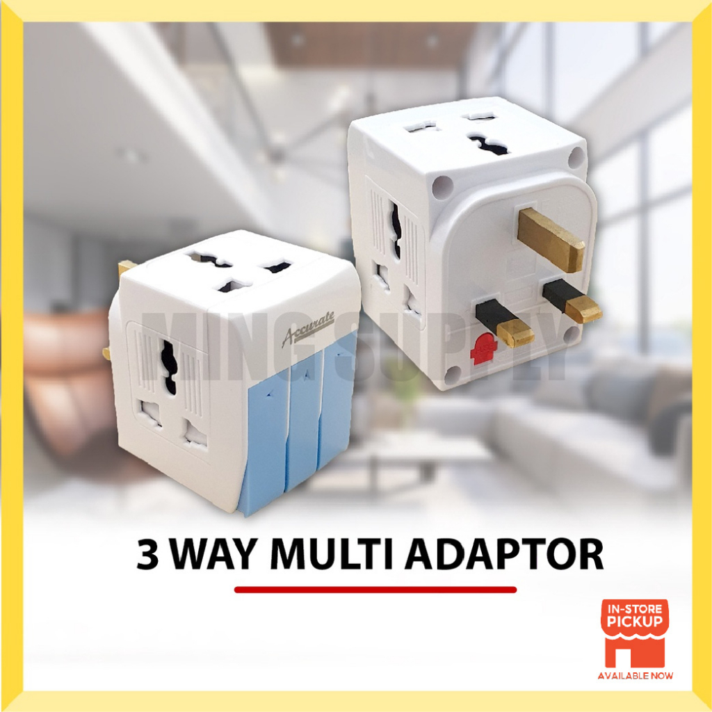 3 Way Universal Multi Adaptor Extension LED Neon Switch 13A Adapter ...