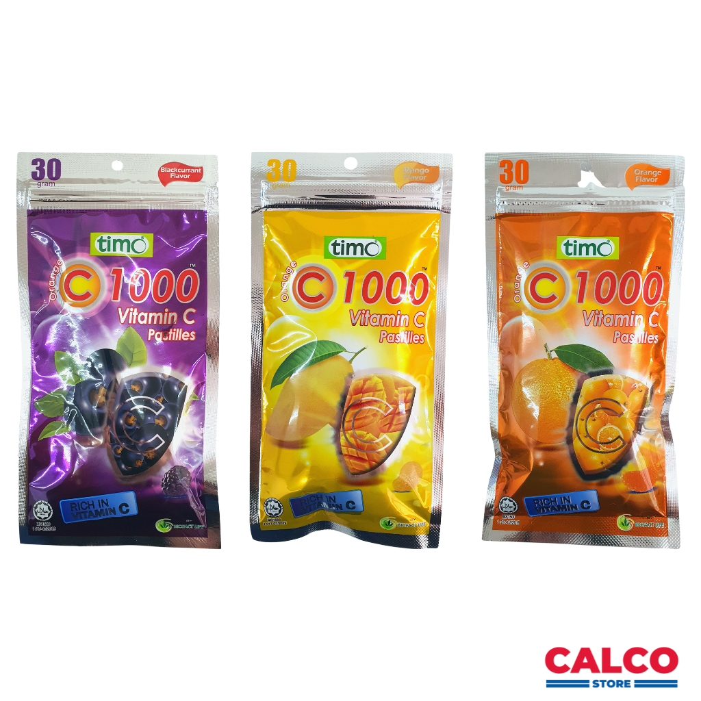 Timo Orange C 1000 Vitamin C Pastilles - Blackcurrant/Mango/Orange (30g ...