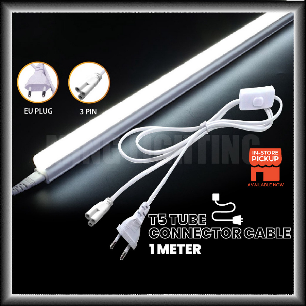 2 Pin LED T5 Strip Light Connector Cable EU Plug Tube 3-Pin Cord Wire ...