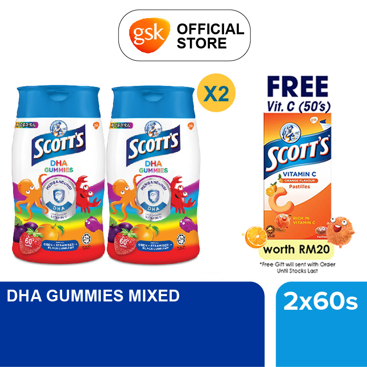 Scott's DHA Chewable Gummies - Rainbow Assorted (60's x 2) | Shopee ...