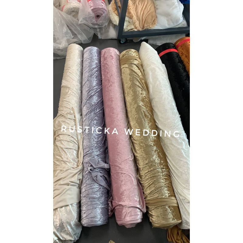Bidang 63inci Kain Velvet Diamond Plush baldu Panne Crush Meter Wedding ...