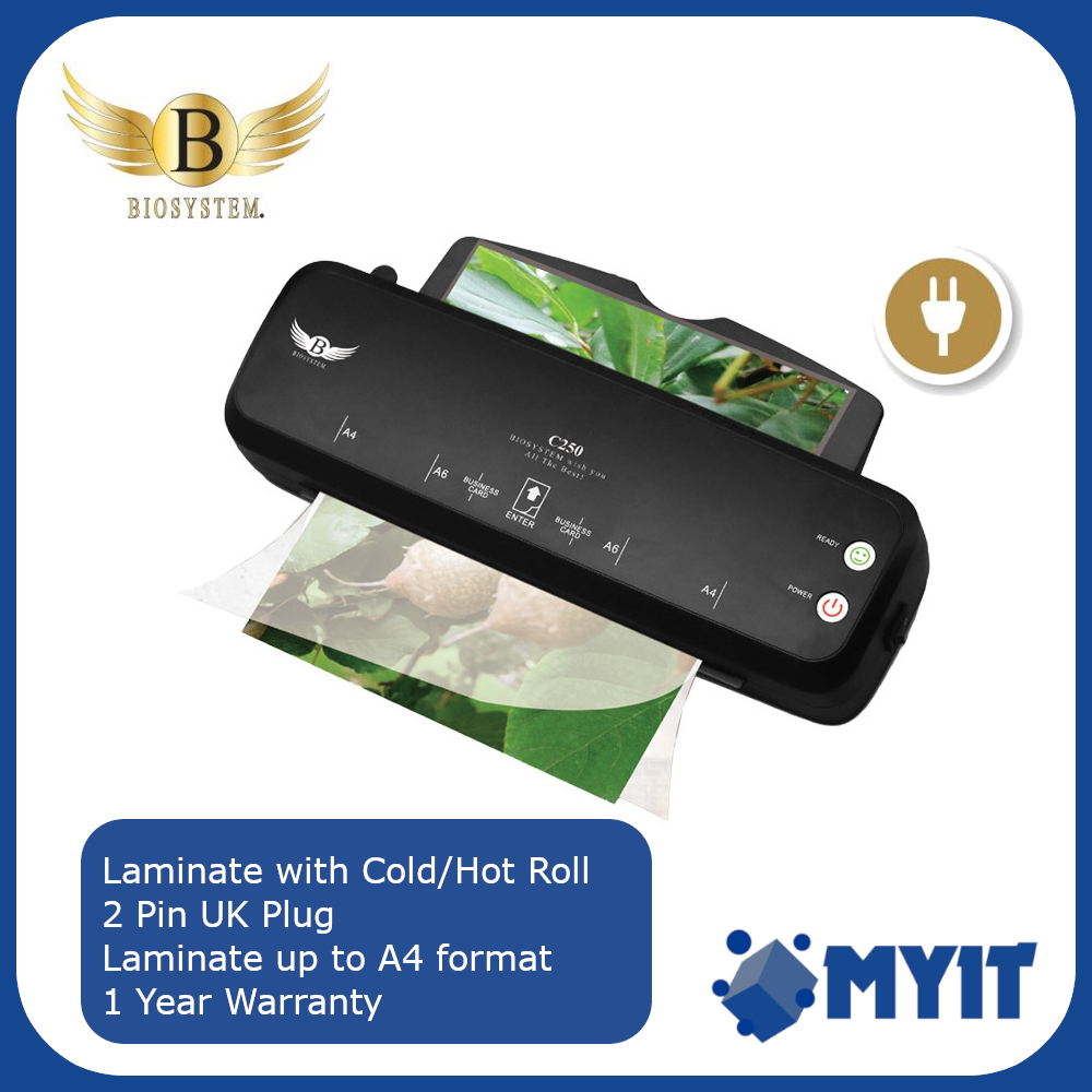 Biosystem C250 A4 Laminator Hot and Cold Roller Laminating Machine ...