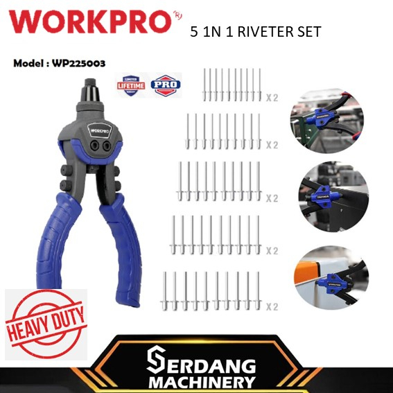 WORKPRO 5-IN-1 Heavy Duty Riveter Set WP225003 - Heavy Duty for work ...