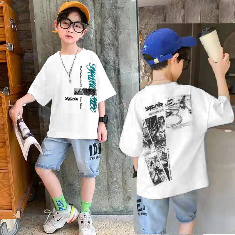 Hip Hop Comic Style Boy Set with Jeans Baju Budak lelaki | Shopee Malaysia