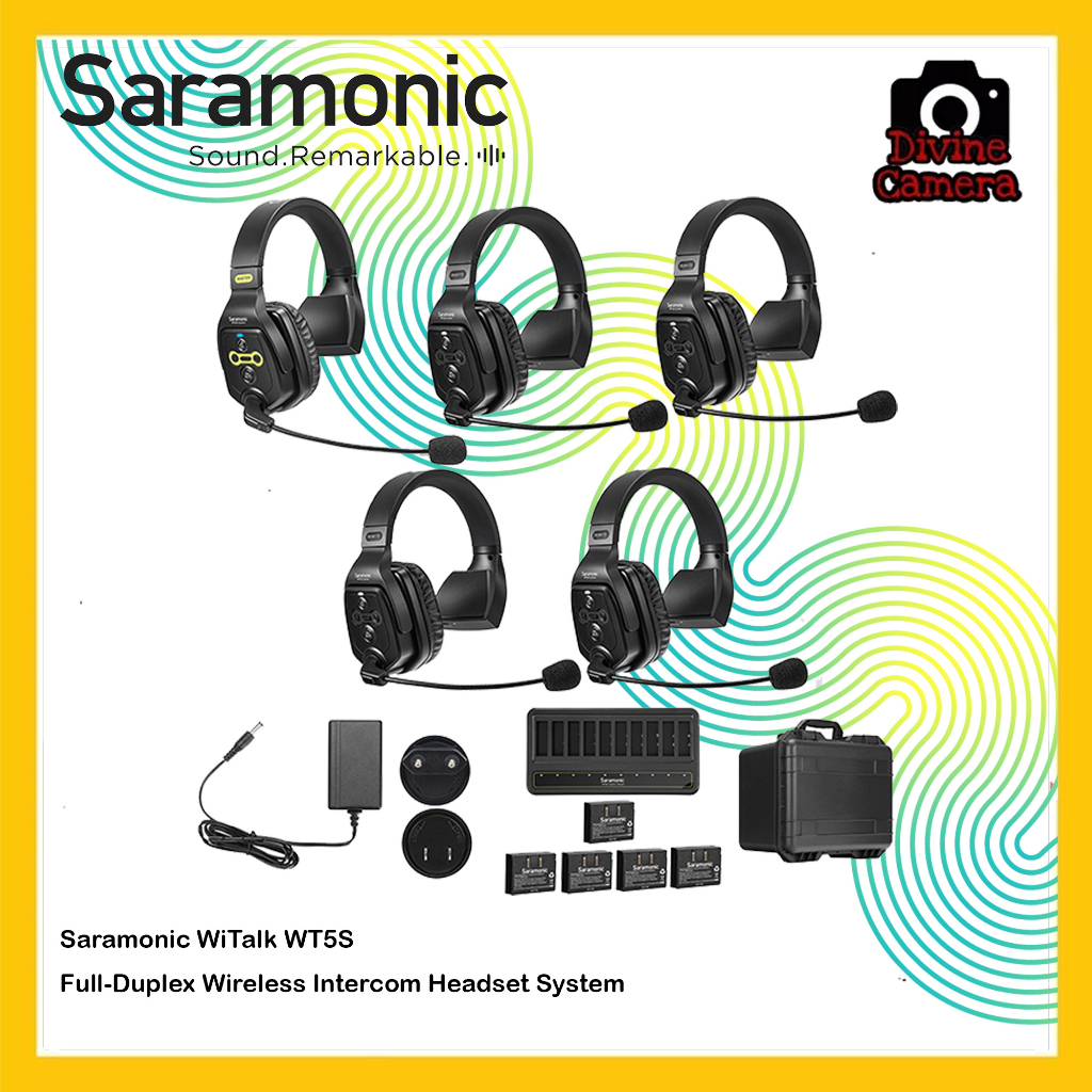 SARAMONIC WiTalk WT5S Full-Duplex Wireless Intercom Headset System ...
