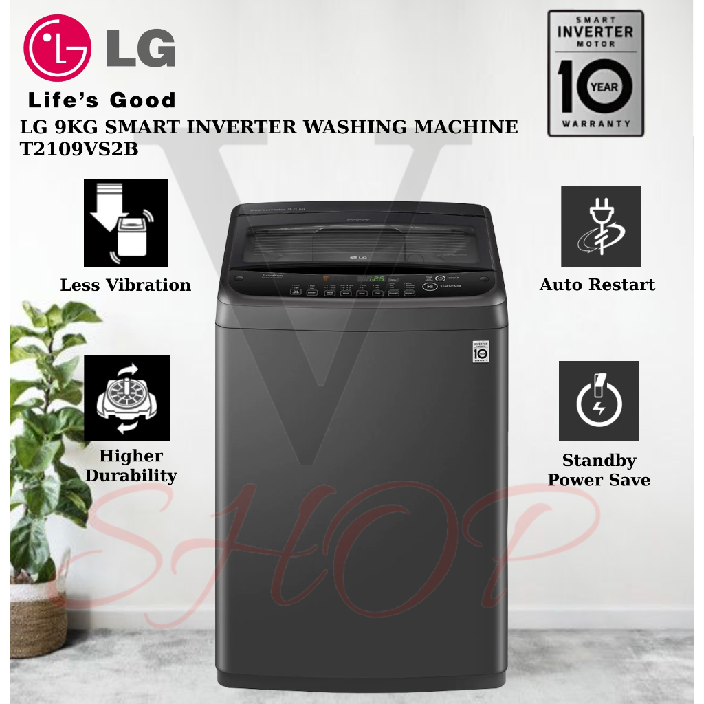LG 9KG SMART INVERTER TOP LOADING WASHING MACHINE T2109VS2B | Shopee ...