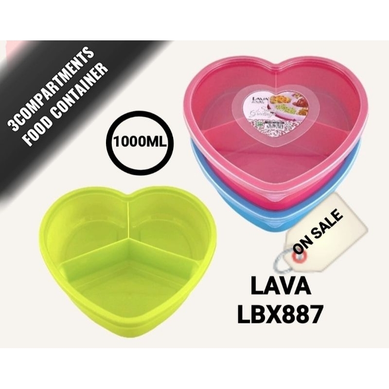 LOVE TRAY * 3COMPARTMENTS FOOD CONTAINER * SUITABE FOR KUIH RAYA OR ...