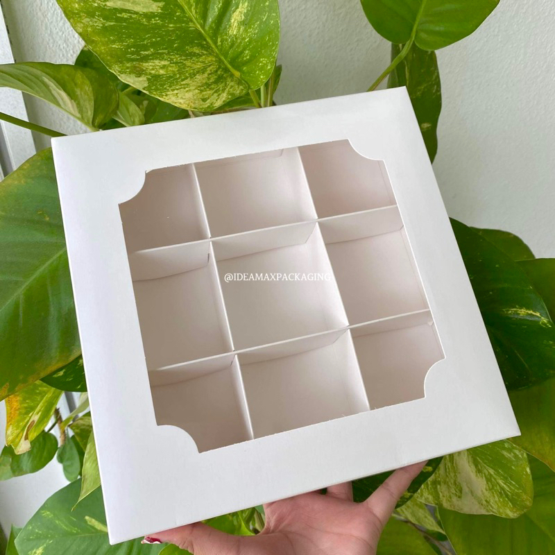 Ready Stock 9 Divider Dessert / Pastry Box with window (10pcs)White ...