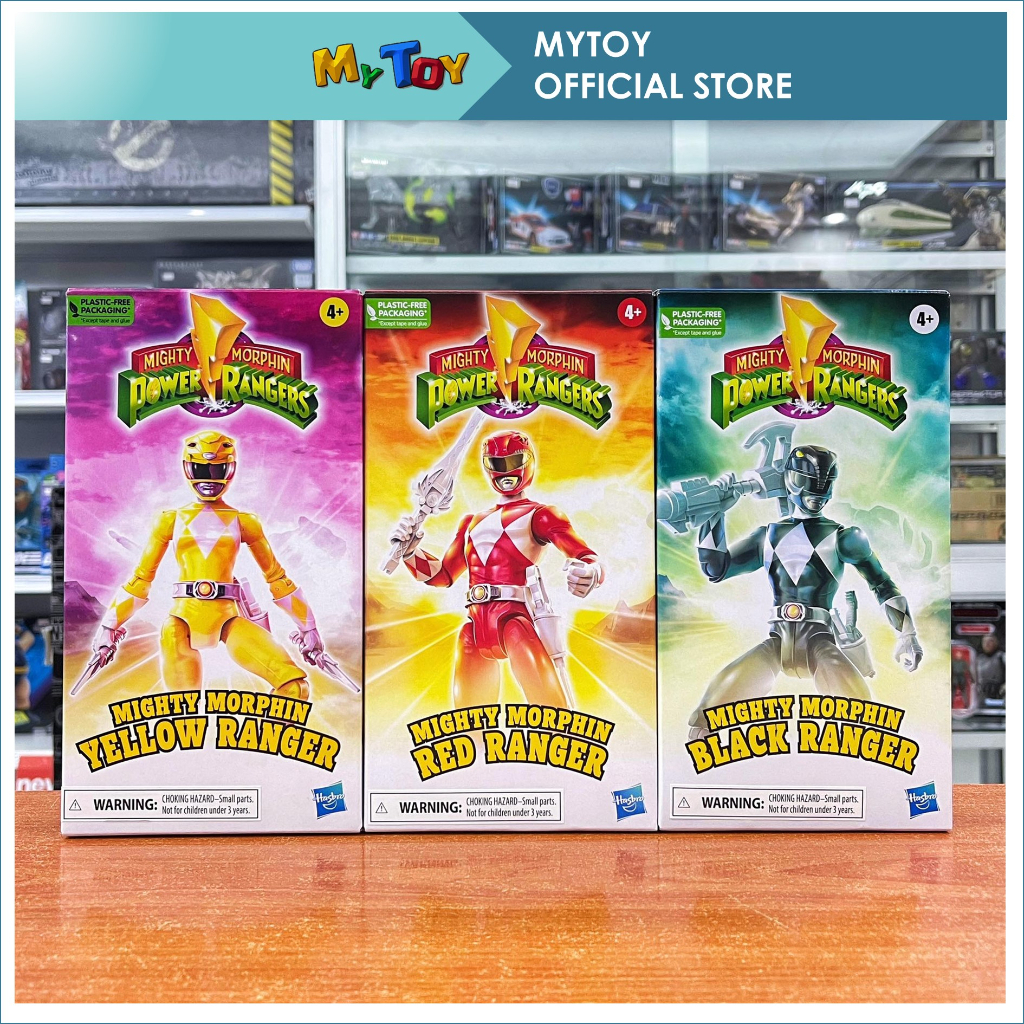 Hasbro Power Rangers Mighty Morphin Yellow Ranger, Red Ranger & Black ...