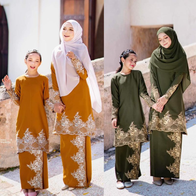 JELITA WARDROBE KURUNG ZAFEERA Kurung Sulam Ibu Anak Cotton Crepe Free ...