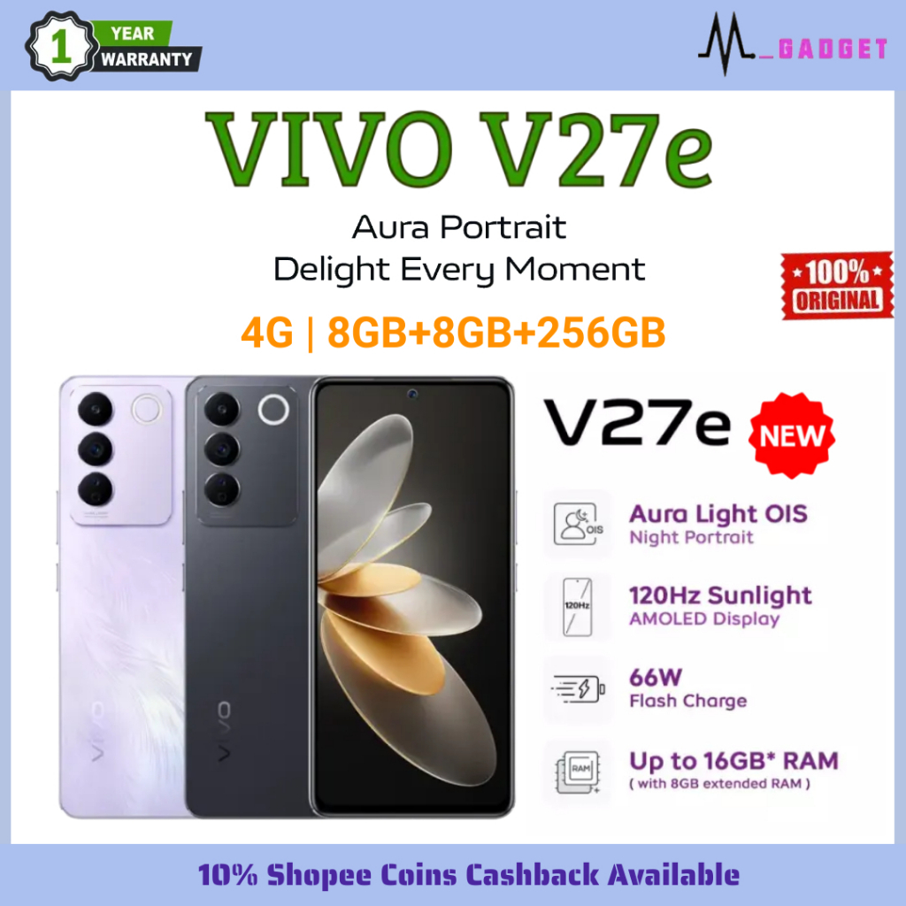 VIVO V27E 4G | 16GB+256GB | MediaTek G99 | 6.62" 120Hz AMOLED | 4600mAh ...