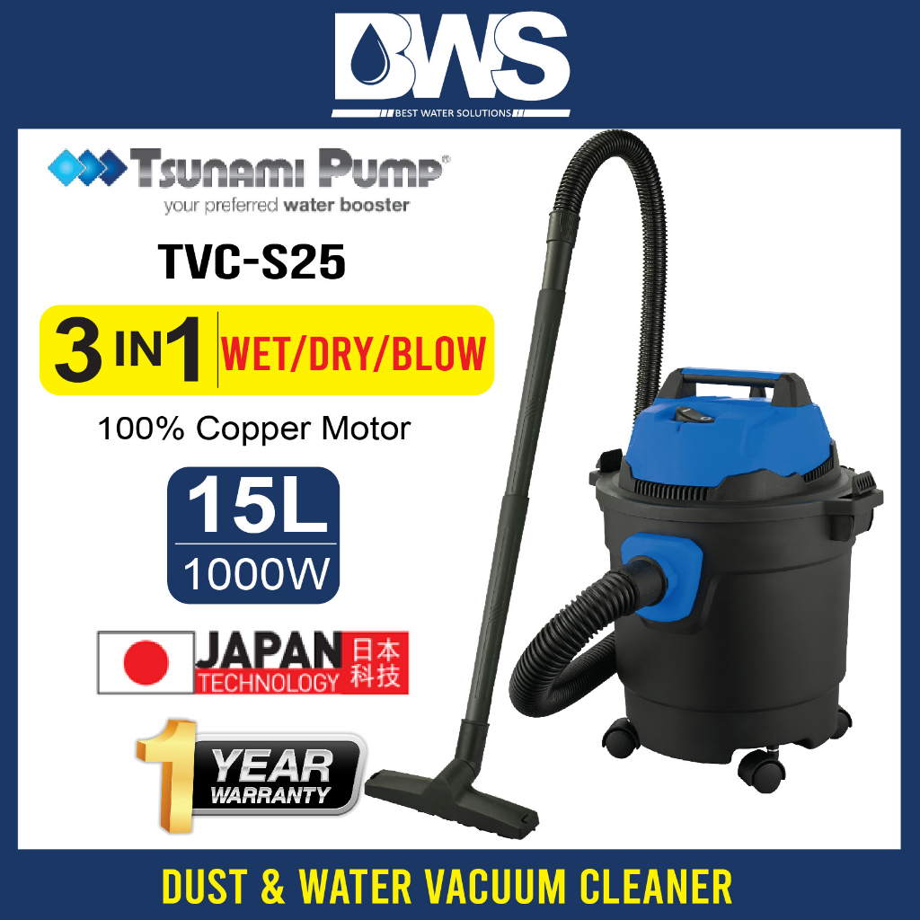 Tsunami Pump TVC-S15 3 In 1 Dust & Water Vacuum Cleaner Home Appliances ...