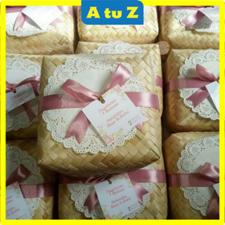 AtuZ Basket Mengkuang 17x17cm Seagrass Bamboo Besek 20x20 Natural Box ...