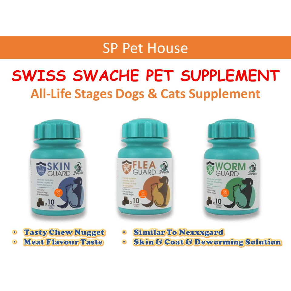 Swache Pet Supplement (10 Nuggets/Bottle) / Flea Guard Worm Guard Skin ...