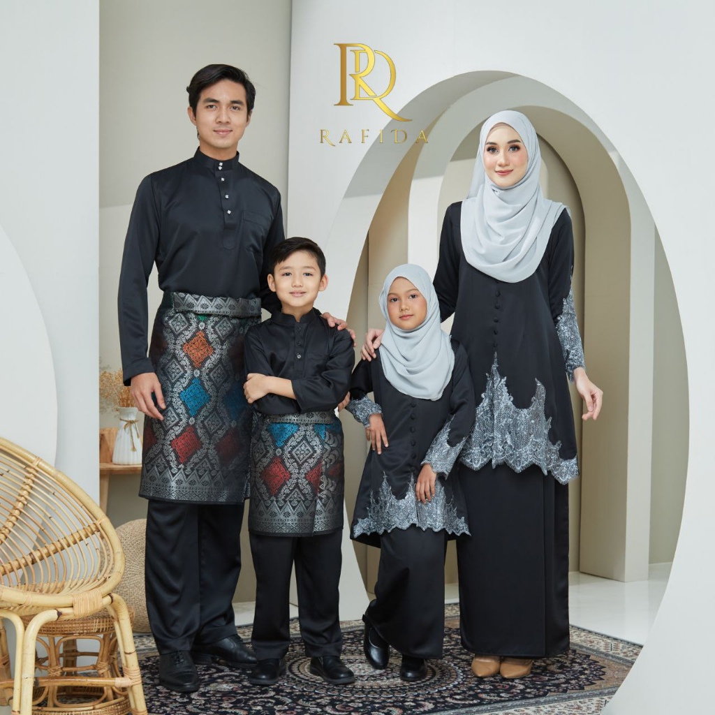 BAJU RAYA SET FAMILY KEBAYA LACE RAFIDA (BLACK) | Shopee Malaysia