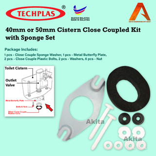 Techplas 40mm 50mm Cistern Toilet Close Coupled Kit with Sponge Washer ...