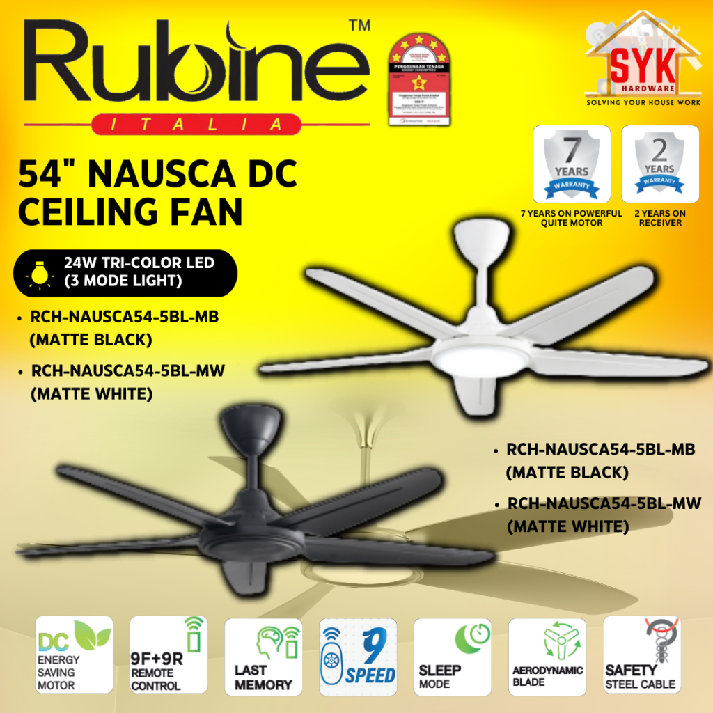 SYK Rubine 54" RCF-NAUSCA54 9 Speeds DC Fan Ceiling Fan Remote Control Kipas Siling Kipas ...