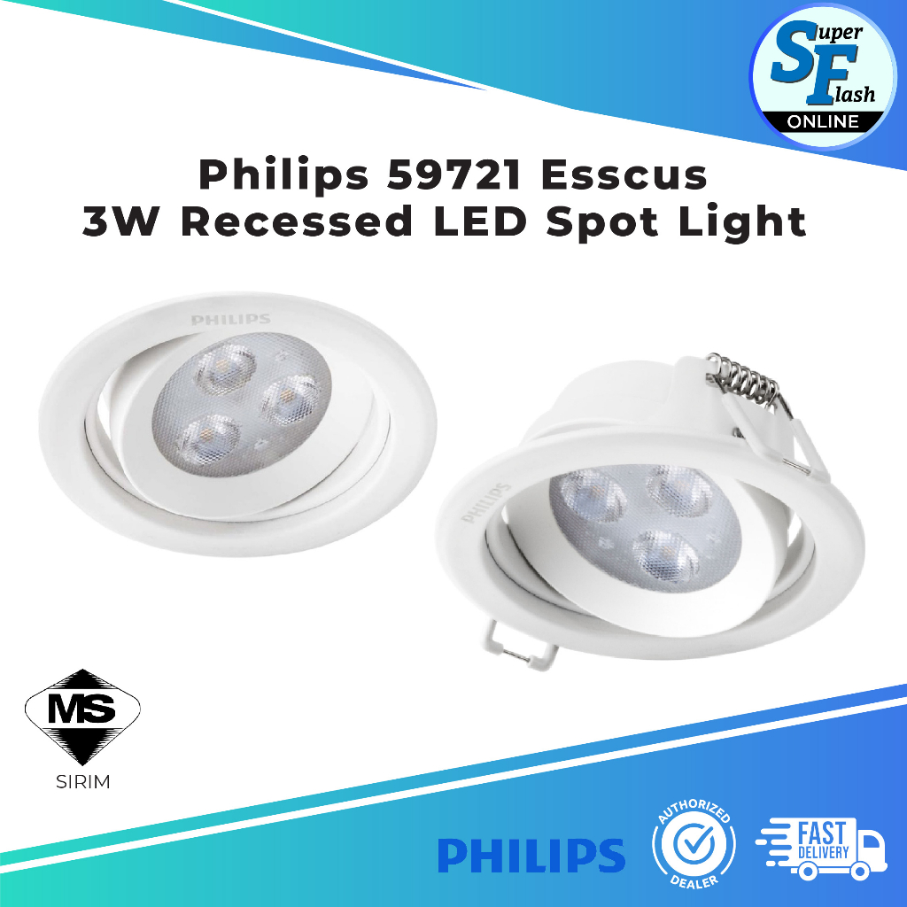 Philips Essential 3W Recessed LED Eyeball Spot Light Esscus [59721 ...