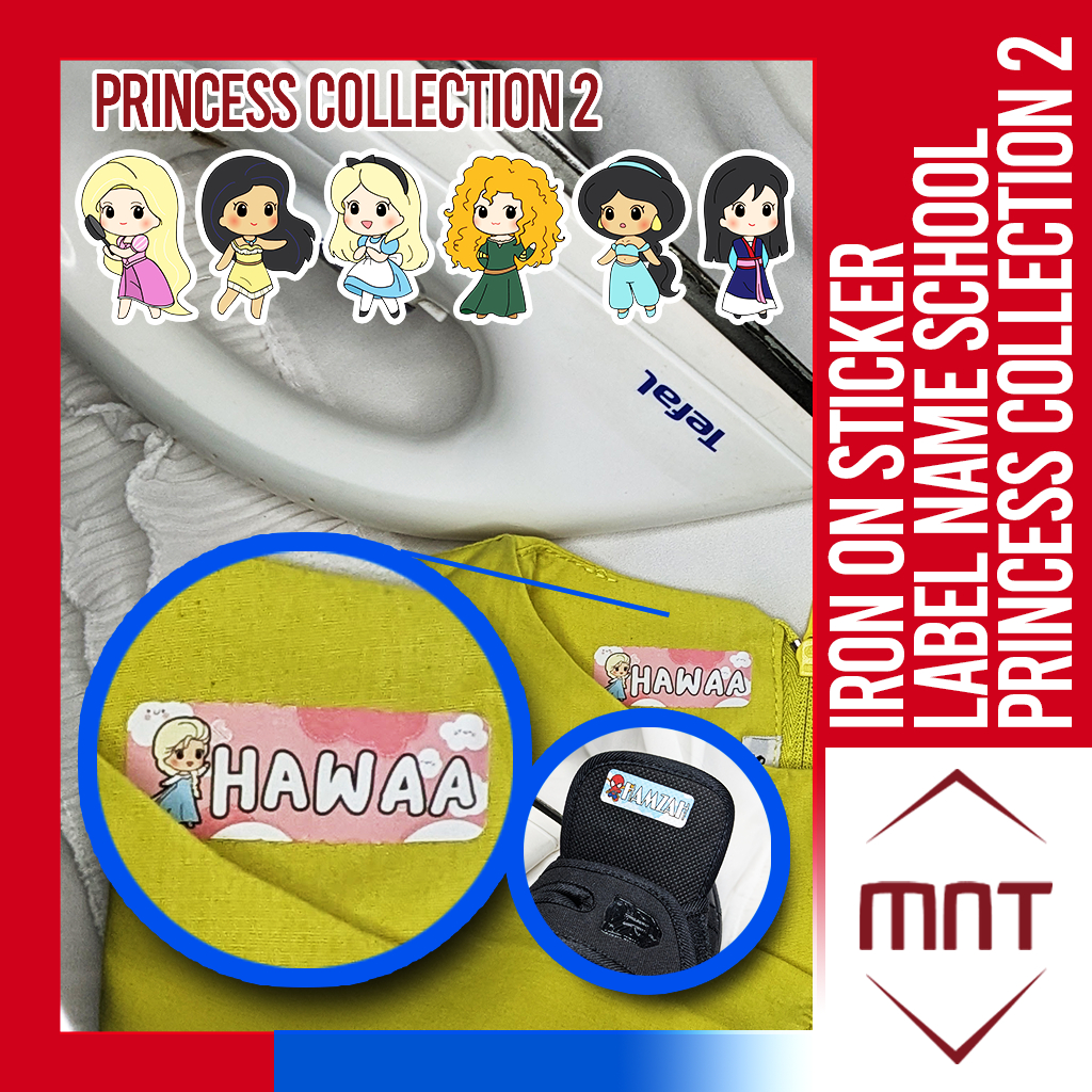 [MNT][STICKER SEKOLAH][PRINCESS COLLECTION 2]Iron On Label Sticker Nama ...