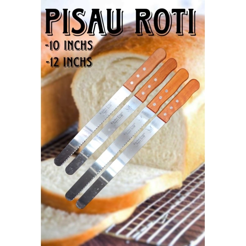 pisau roti / bread knife / pisau / knives / stainless steel blade bread ...