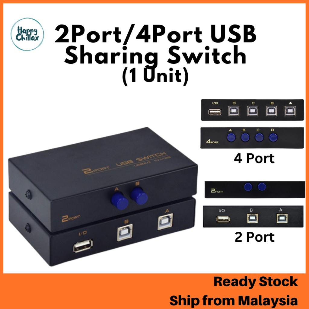 4 Port/2 Port Push Button USB Printer sharing Switch | Shopee Malaysia