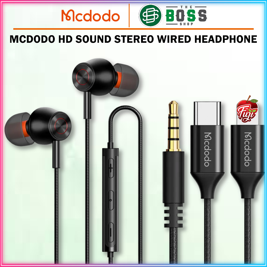 [1YrWarranty] MCDODO Stereo HD Sound Earphone For Music.Call,Gaming ...