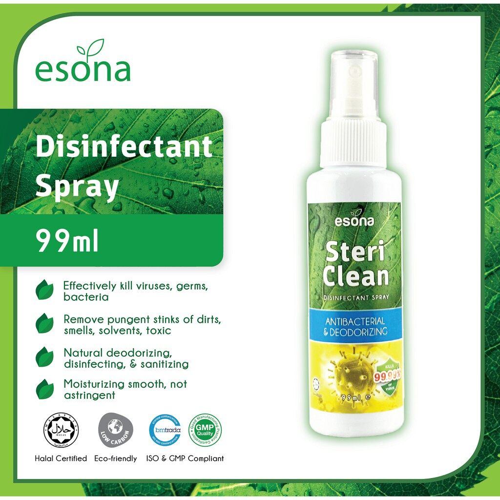 ESONA STERI CLEAN DISINFECTANT SPRAY 99ML~ANTIBACTERIAL & DEODORIZING ...