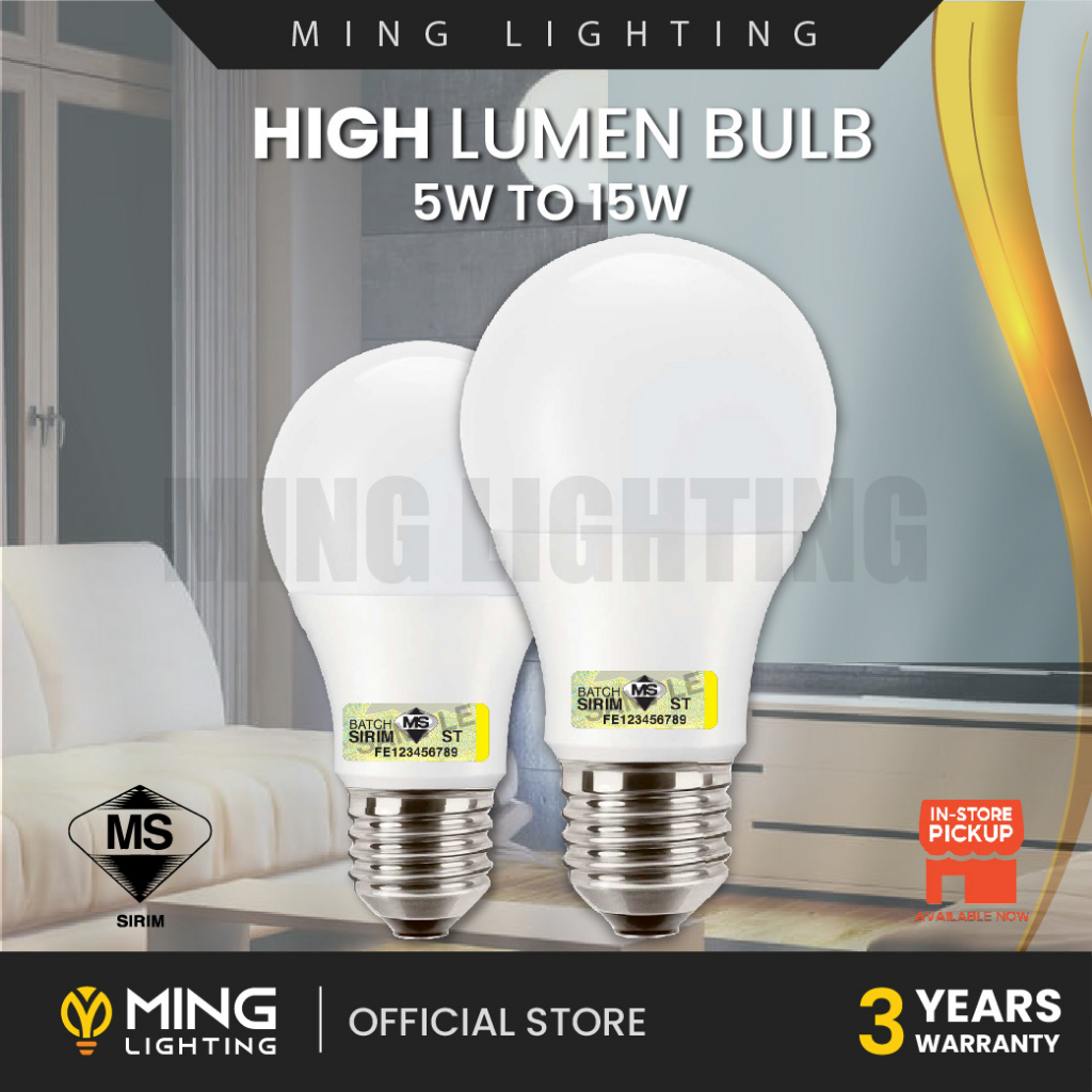[Sirim] LED E27 Bulb 5W 9W 10W 12W 15W Mentol Lampu Energy Saving Table Lamp Ceiling Down Light ...