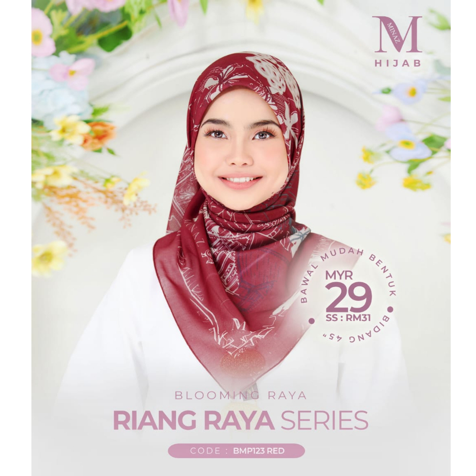 MINAZ HIJAB: BLOOMING RAYA 2023 RIANG RAYA SERIES (BMP123 RED) | Shopee ...