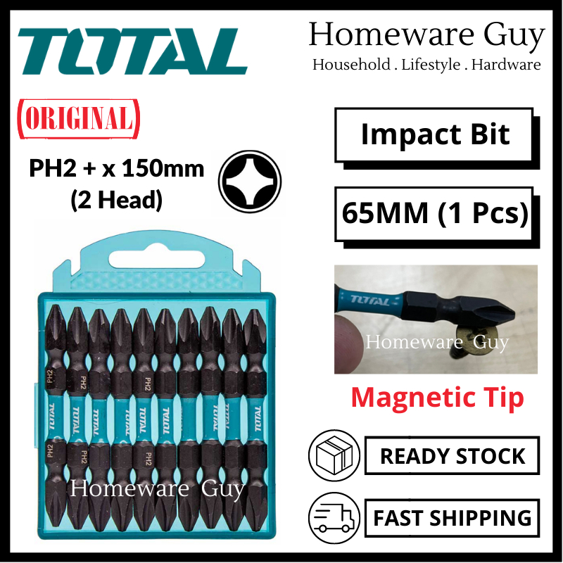 (TOTAL 65mm) Magnetic Double End Impact Screwdriver Bit Double End ...
