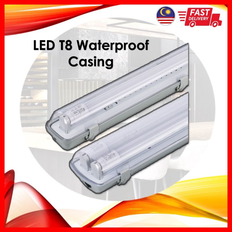 LED T8 Waterproof Casing Fitting 2FT 4FT Single Double Anti corrosive Weatherproof Outdoor lamp ...
