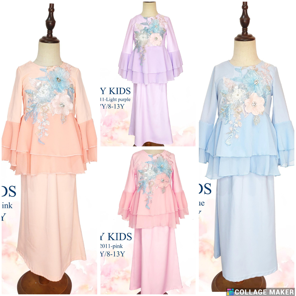 Baju Kurung Budak Perempuan ,Baju Raya Budak J&Y KIDS BAJU PEPLUM 3D ...