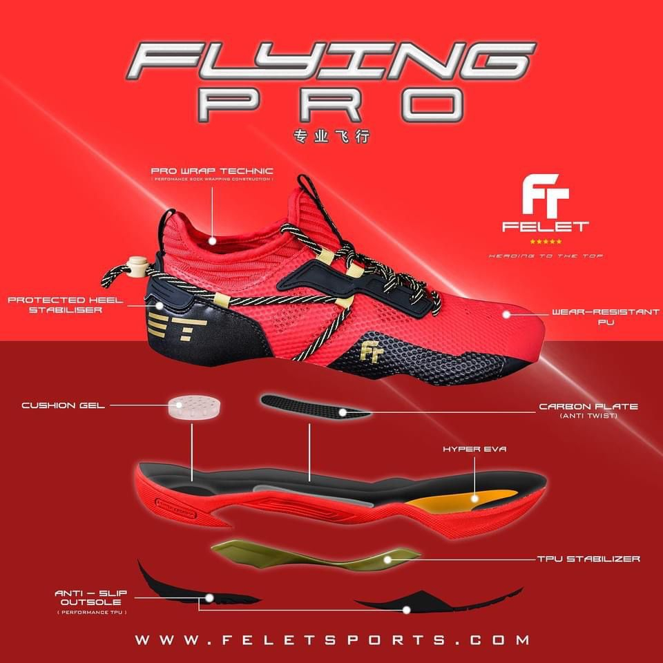 Felet Badminton Shoes FLYING PRO {RED} Shoes (100% Original) | Shopee ...