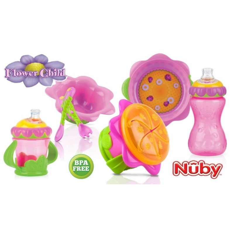 The Cute Revolution Set - Nuby Flower Child Feeding Utensil Tableware ...