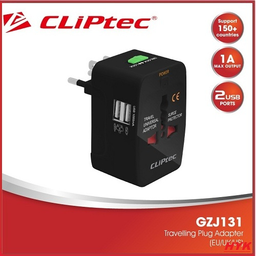 CLiPtec Universal Travelling Plug Adapter with USB Ports GZJ131 ...