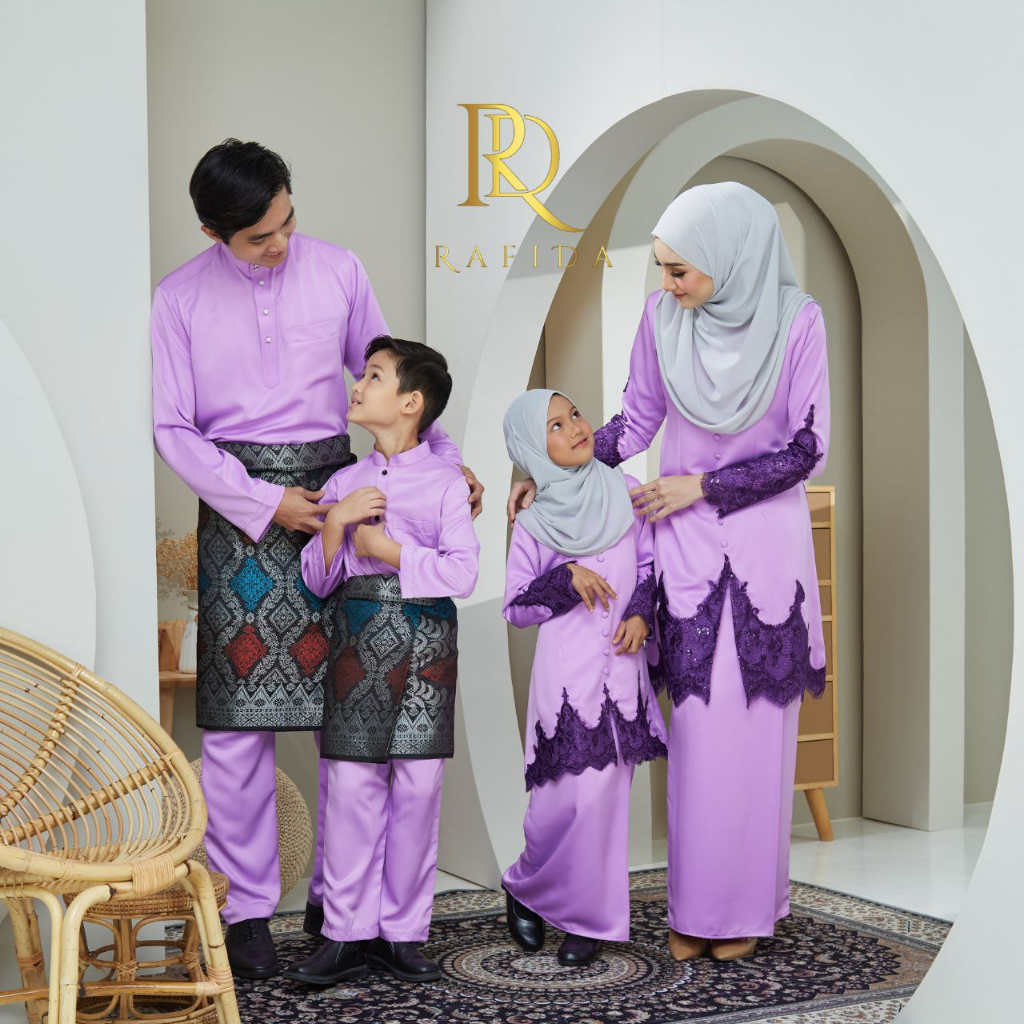 BAJU RAYA SET FAMILY KEBAYA LACE RAFIDA (LILAC) | Shopee Malaysia