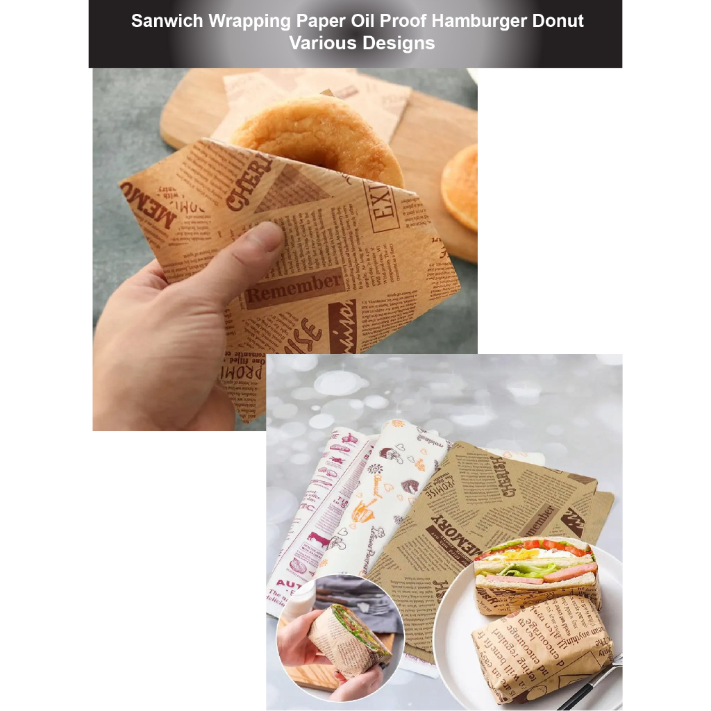 (READY STOCK)Kraft Paper Sandwich Paper Wrap Disposable Food Packing ...