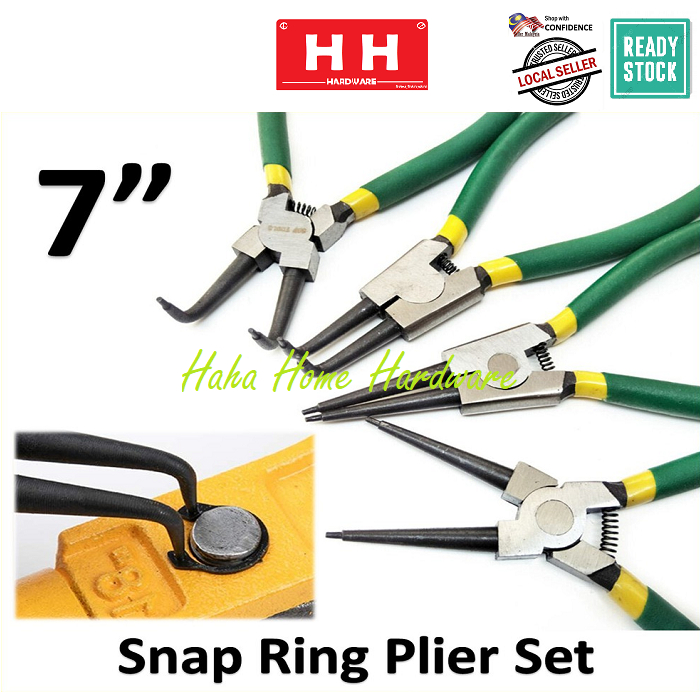 7" Inch Circlip Clip Plier Straight Bent Internal External Needle Snap Ring Retaining Tool ...